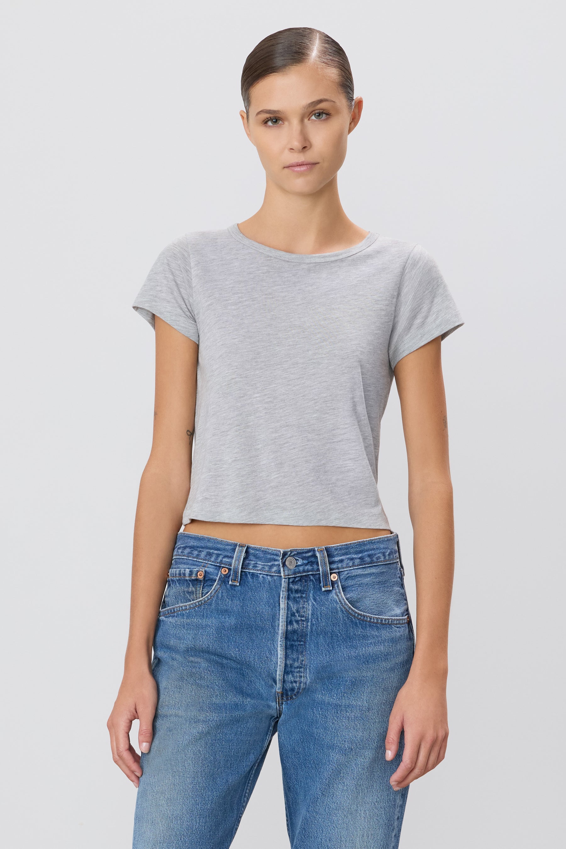 Short Sleeve Baby Tee | Cotton Modal | Heather Grey