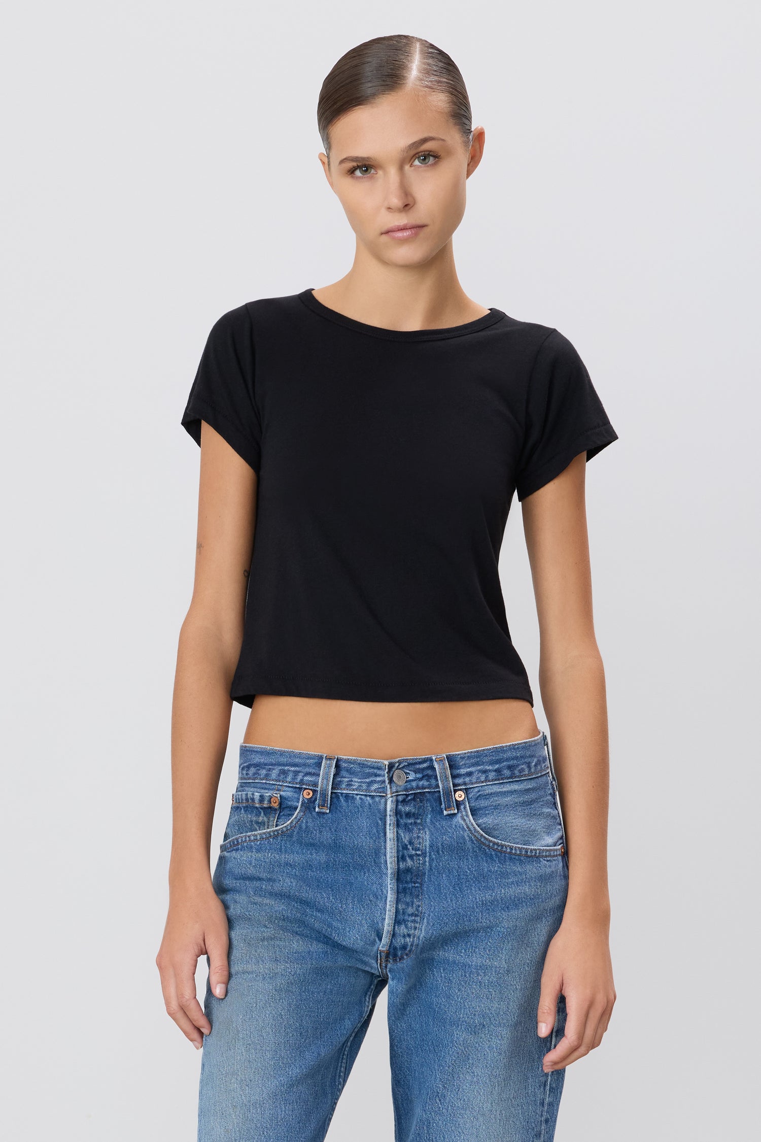 Short Sleeve Baby Tee | Cotton Modal | Black