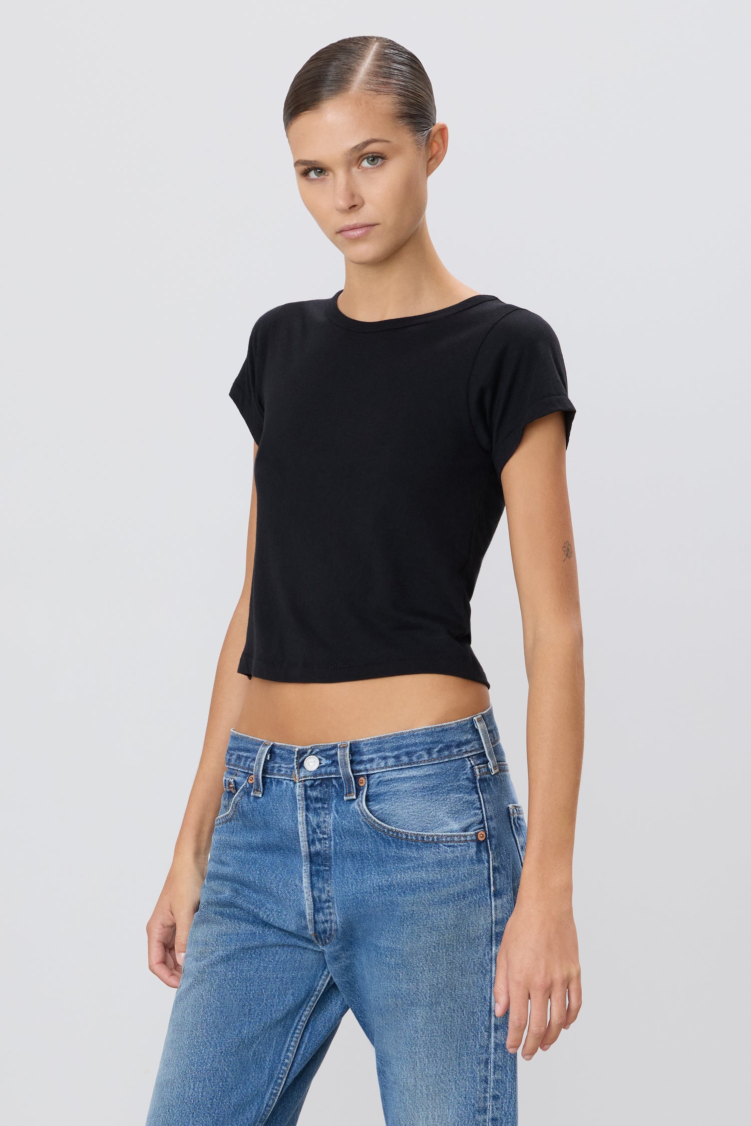 Short Sleeve Baby Tee | Cotton Modal | Black